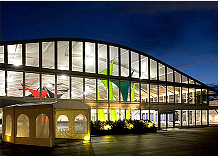 20M Temporary Large Outdoor Canopy Cover Curved Shape With Transparent Glass Wall