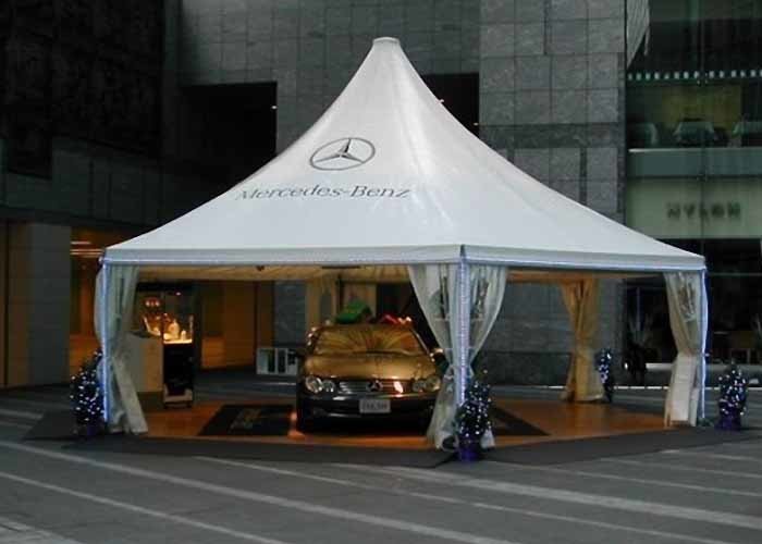 White Temporary High Peak Tents , Car Storage Shelter For Outside Trade Show