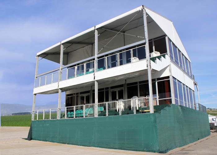 Aluminum 2 Layer Custom Event Tents Buildings With Transparent Glass Walls / Doors