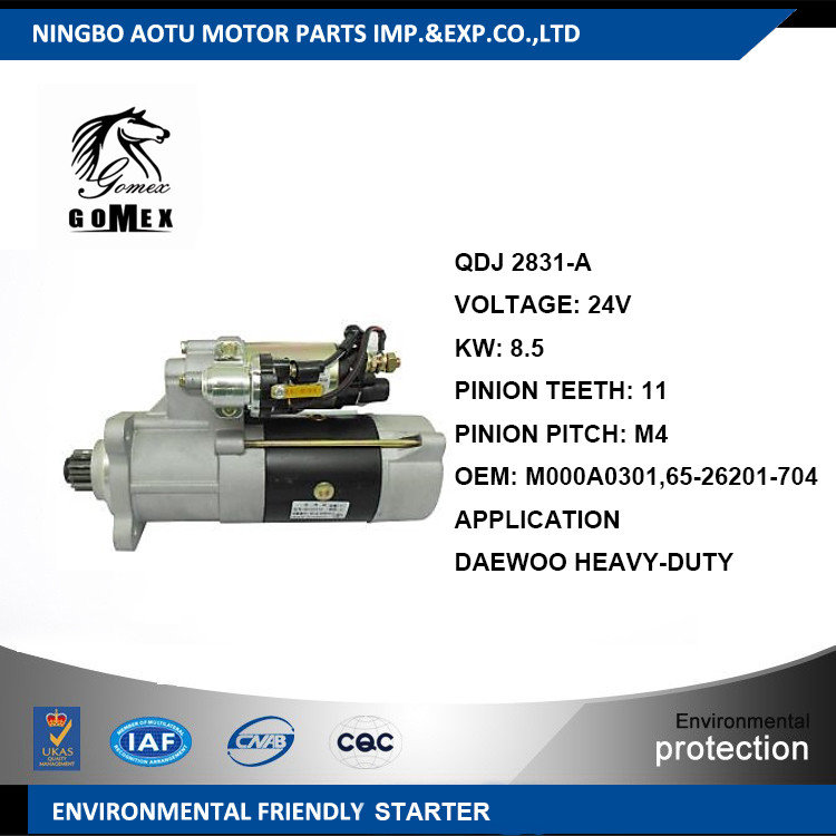 Heavy Duty Truck Parts Parts D2366 Diesel Engine Starter Motor M000A0301,65.26201-704