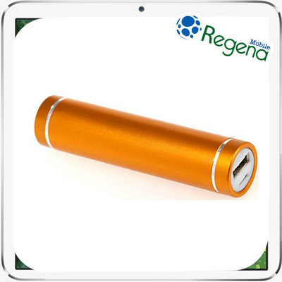 2600MAH Cylinder mobile phone accessories Power Bank / Lipstick Power Bank in Golden , Silver , Purple