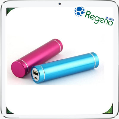 2600MAH Cylinder mobile phone accessories Power Bank / Lipstick Power Bank in Golden , Silver , Purple