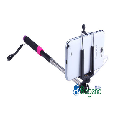 Black / Red / Blue Handheld Cell Phone Selfie Stick With Cable For Smart Phone