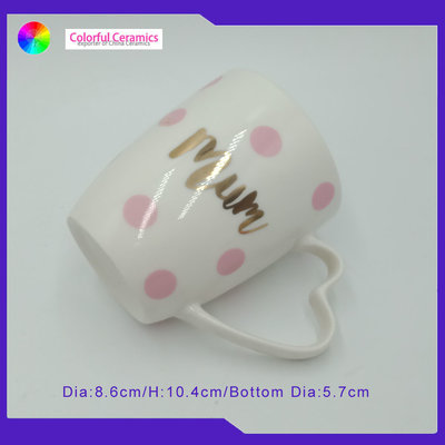 Mother'S Day Decal Promotional Ceramic Coffee Mugs With Heart Handle