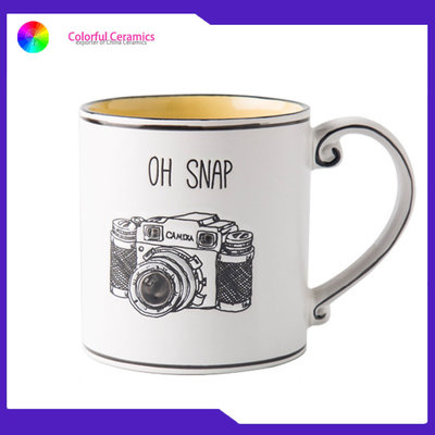 Handprinted Bone China Coffee Cups 600ml Nordic Ceramic With Photo Printing