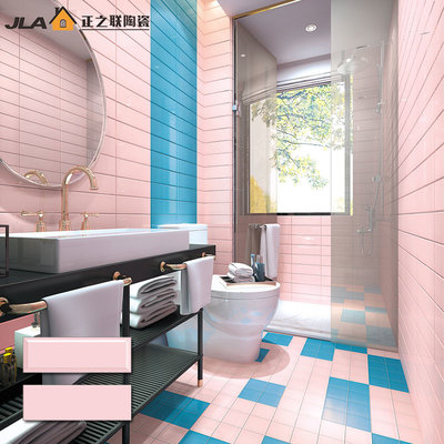 4x12 de decoratieve Ceramische Verglaasde Muur betegelt Roze Badkamersontwerp 7,5 Mm-Dikte