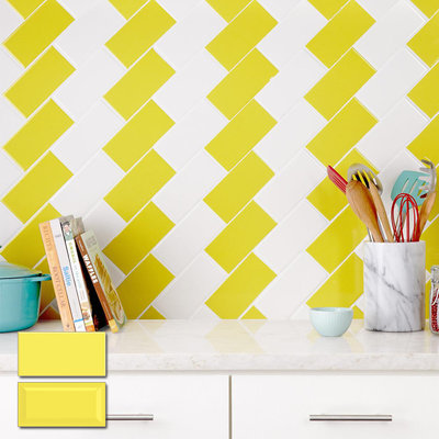 Gele Glanzende Ceramische van de de Tegelsschil van de Badkamersmuur van de de Stokmetro Tegel 100 X 100