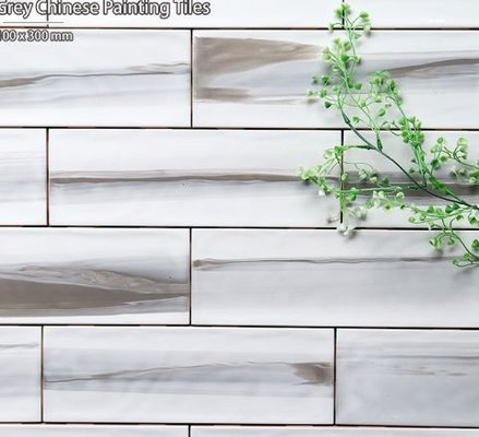 Grijze Verglaasde 100x300 de Muurtegels van de badkamersdecoratie, Ontwerpen Chinese het Schilderen Tegels