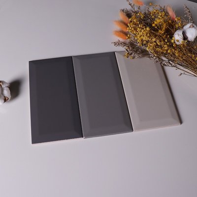10x20Cm Verglaasde Zuivere Grey Color Ceramic Beveled Subway-Tegel voor Badkamers