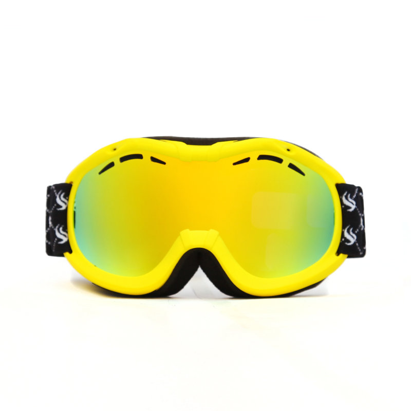 La lente doble ninguna niebla embroma las gafas de la snowboard para las muchachas, amarillo/azul/verde