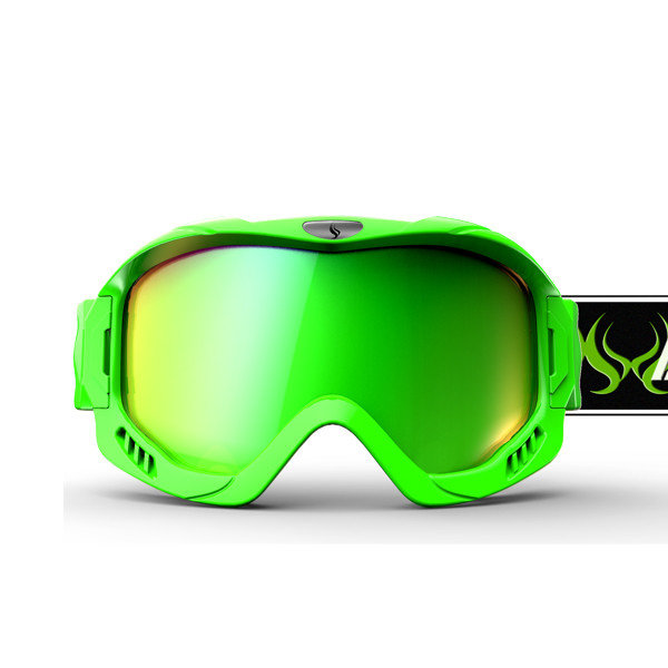 Gafas antis de la nieve de la niebla del verde del espejo de Brown Revo con la lente doble y tres capas de la espuma