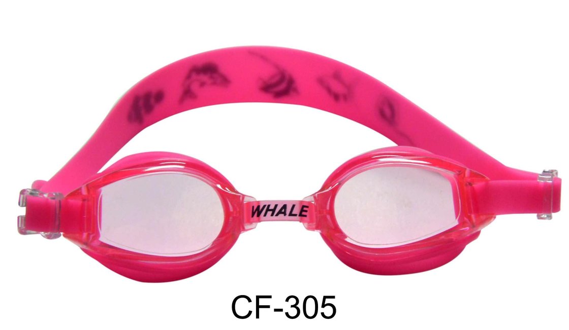 Niños rosados del niño de las gafas coloridas de encargo de la nadada que nadan los vidrios con ULTRAVIOLETA