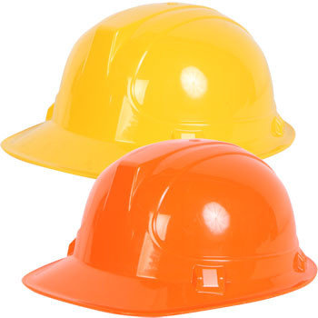 Caschi giallo arancione della plastica dei bambini