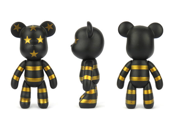 a 3 pollici/orso sveglio dorato brillante nero di 8.2CM gioca il regalo di Natale di Decortive