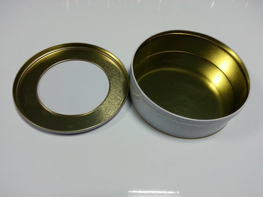 Painted Round Tin Cans , Tin Boxes ,Tin Cases With PVC Clear Window