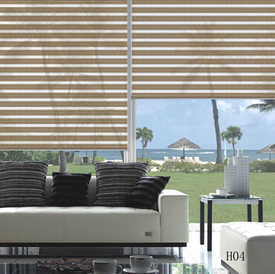 100% Polyester cordless automated zebra blind and shade day night window blinds