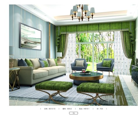 High quality luxury fabric curtains blind window drapes and finish fabric sale bedroom with matching sheer