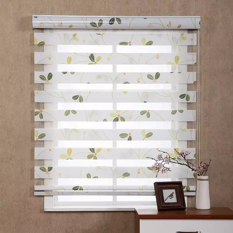 100% Polyester cordless printed zebra blind and shade motorized customized