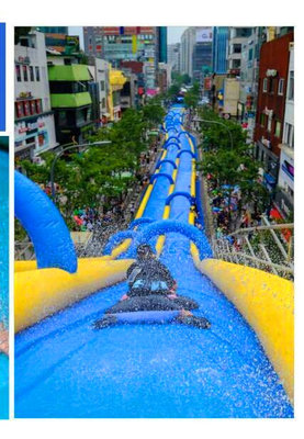 Longue rampe de sports de l'eau superbe gonflable gonflable bleue de jeux pour le jeu extérieur