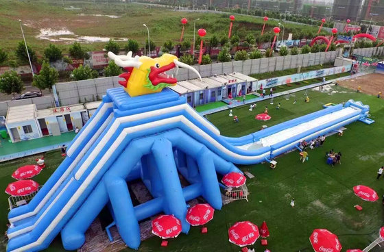Longue rampe de sports de l'eau superbe gonflable gonflable bleue de jeux pour le jeu extérieur