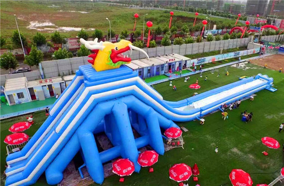 Piscina gonfiabile dei giochi di sport della tela cerata del PVC con la rampa lunga dell'acqua per il progetto all'aperto