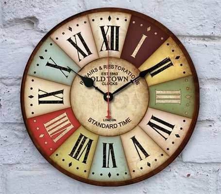 12in Creative 3D The Mediterranean antique style Wooden digital decorative wall mounted cl