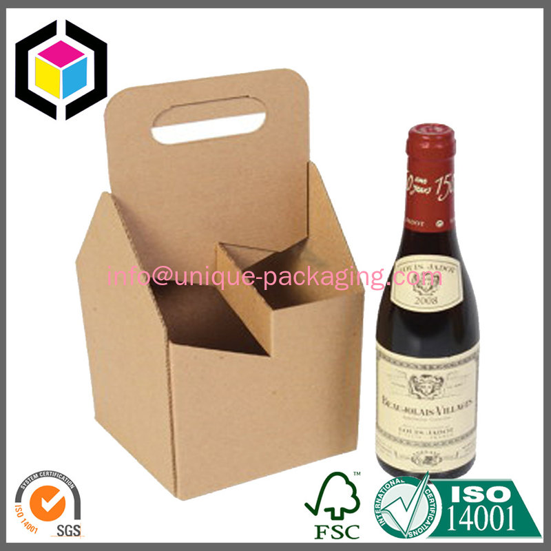 Four Pack Juice Bottle Carrier Corrugated Box; 4 Pack Corrugated Carrier Box
