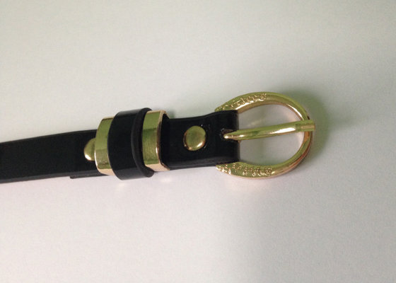 Skinny lady fashion pu zine alloy Cloth Belts For Women with Eco friendly gold buckle