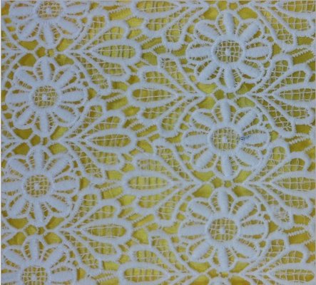 Trimming polyester / rayon Wedding Embroidered Lace Fabric for lady , Water Soluble