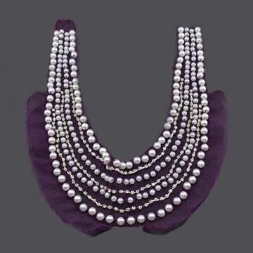 Purple Applique Fabric Bead Collar 22cm x 25cm for Decorative femal dress