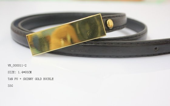 Black PU cloth belt for women / 1.4cm ladies waist belt , shinny gold nickle Buckle
