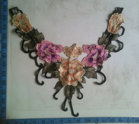 Colorful 14 inch flower collar Clothing Motif Embroidered delicate