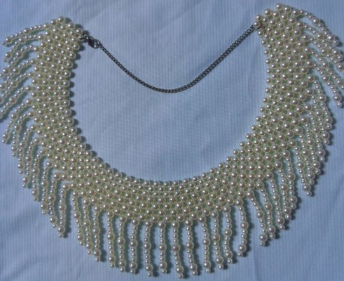 Multi Circles Women Dress Chain Pearl Bead Collar OEM ODM White
