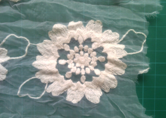 Pure Cotton organza embroidered flower Lace Fabric Garment Eco Friendly