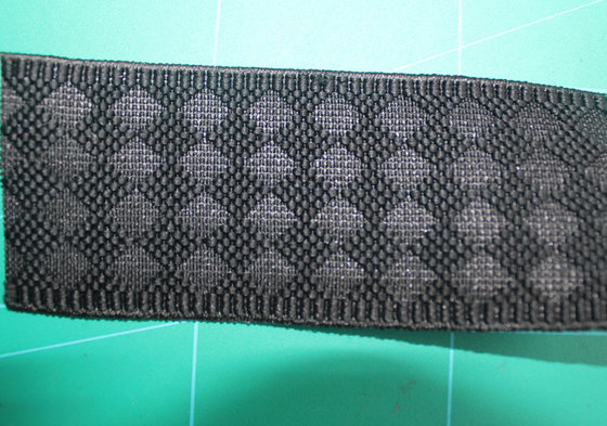 Nylon / Spandex Black Diamond Elastic Webbing Rhombus Pattern For Handbags