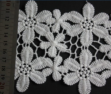 Qmilch Embroidered Decorative Lace Trim Black / White 11cm Flower Pattern