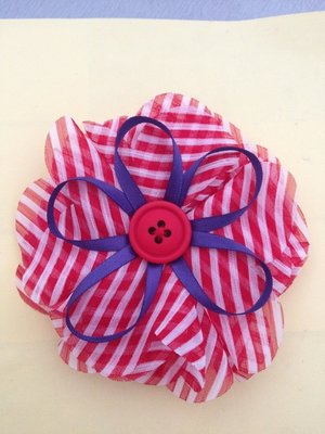 Chiffon Artificial Flower Corsage Pink  , Pin rhinestone Fabric Flower Corsages