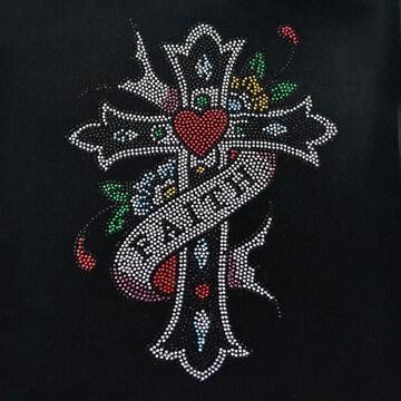 Colourful Big Crucifix Half Round Rhinestone Heat Transfers  Heat  Hot Fix Eco-Friendly