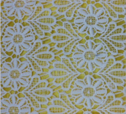 Trimming polyester / rayon Wedding Embroidered Lace Fabric for lady , Water Soluble