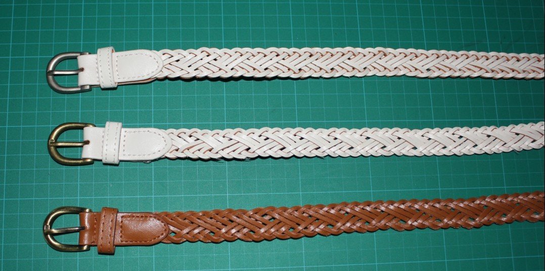 White and Coffee Cloth Belts For Women bronze buckle , length in 100cm - 135cm