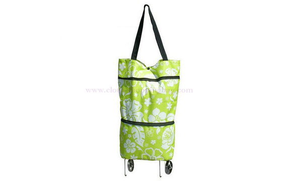 Logo - printing wheeled foldable trolley bags for shopping with heat printing