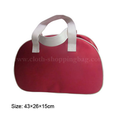 Eco-friendly red nylon fashion travel cosmetic bag with handles