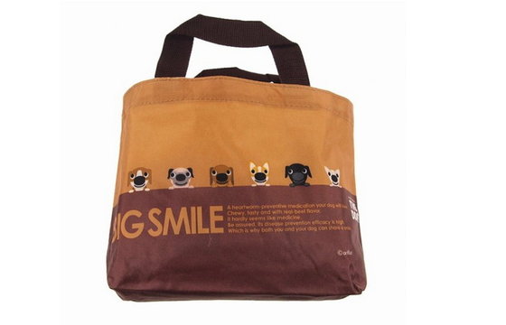 Durable lady ' s cloth polyester shopping shoulder bag with cartoon pattern