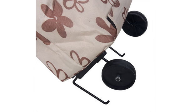 Silk printing 900D 600D oxford foldable trolley shopping bag with 2 wheels