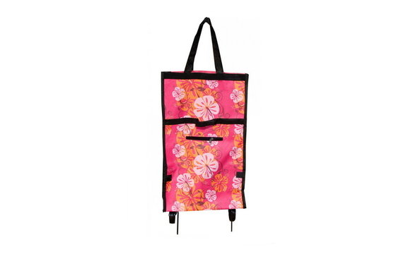 Multi - function ladies foldable trolley shopping bag with flower pattern