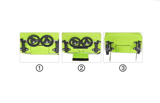 Silk screen printing foldable trolley shopping bag green for exhition