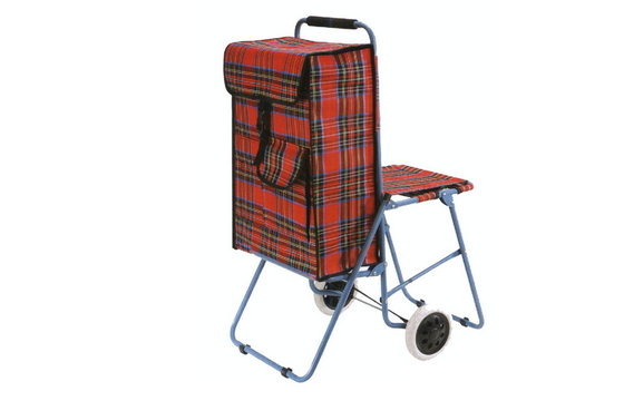 Eco - friendly durable big foldable wheeled shopping bag with seat for travel