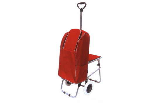 Functional red wheeled shopping bags With seat / Logo printed