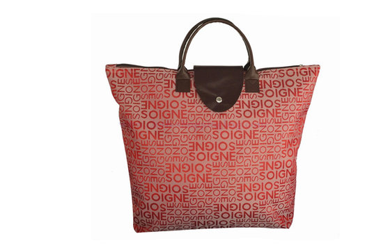 Reusable folding oxford tote bag for travelling with silk screen priting