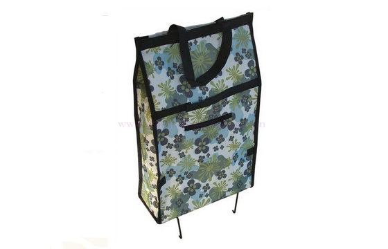 Printable zippered foldable trolley shopping bag esay carrying
